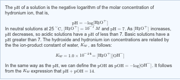 Solved The pH of a solution is the negative logarithm of the | Chegg.com