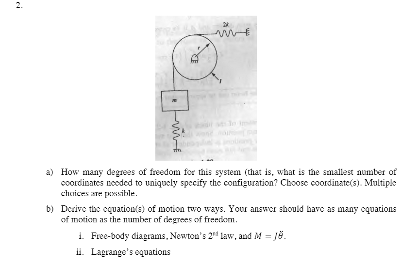 Solved How many degrees of freedom for this system (that is, | Chegg.com