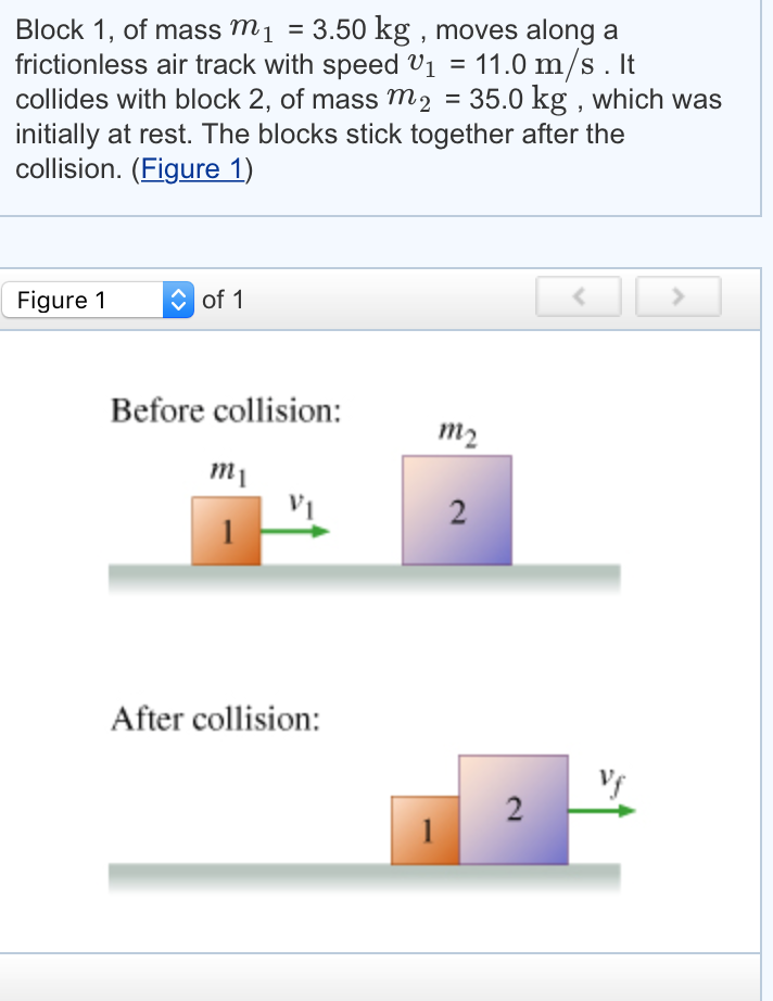 Solved Block 1, of mass m1 3.50 kg, moves along a | Chegg.com