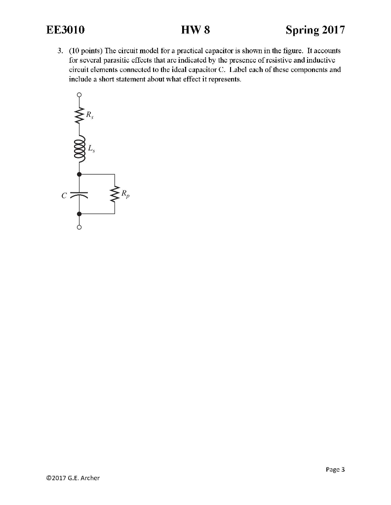 Solved The circuit model for a practical capacitor is shown | Chegg.com