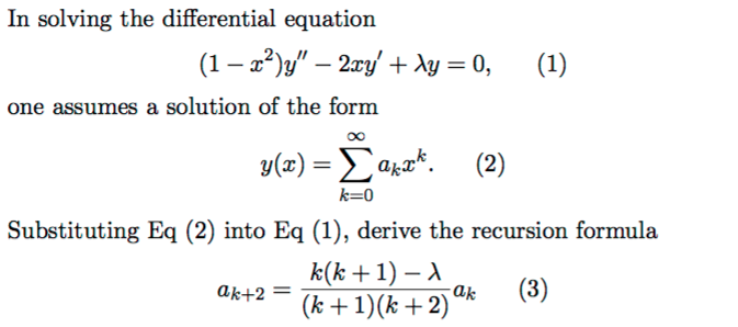 Solved In solving the differential equation (1 - x^2)y" - | Chegg.com