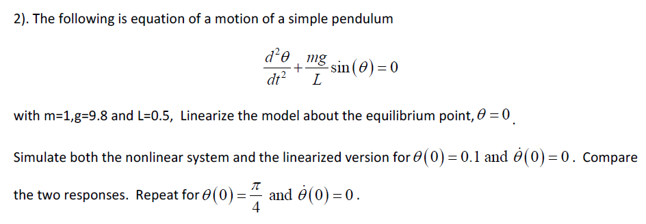 Solved The following is equation of a motion of a simple | Chegg.com