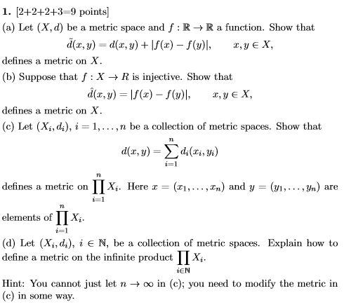 Solved Let (X, d) be a metric space and f: R rightarrow R a | Chegg.com