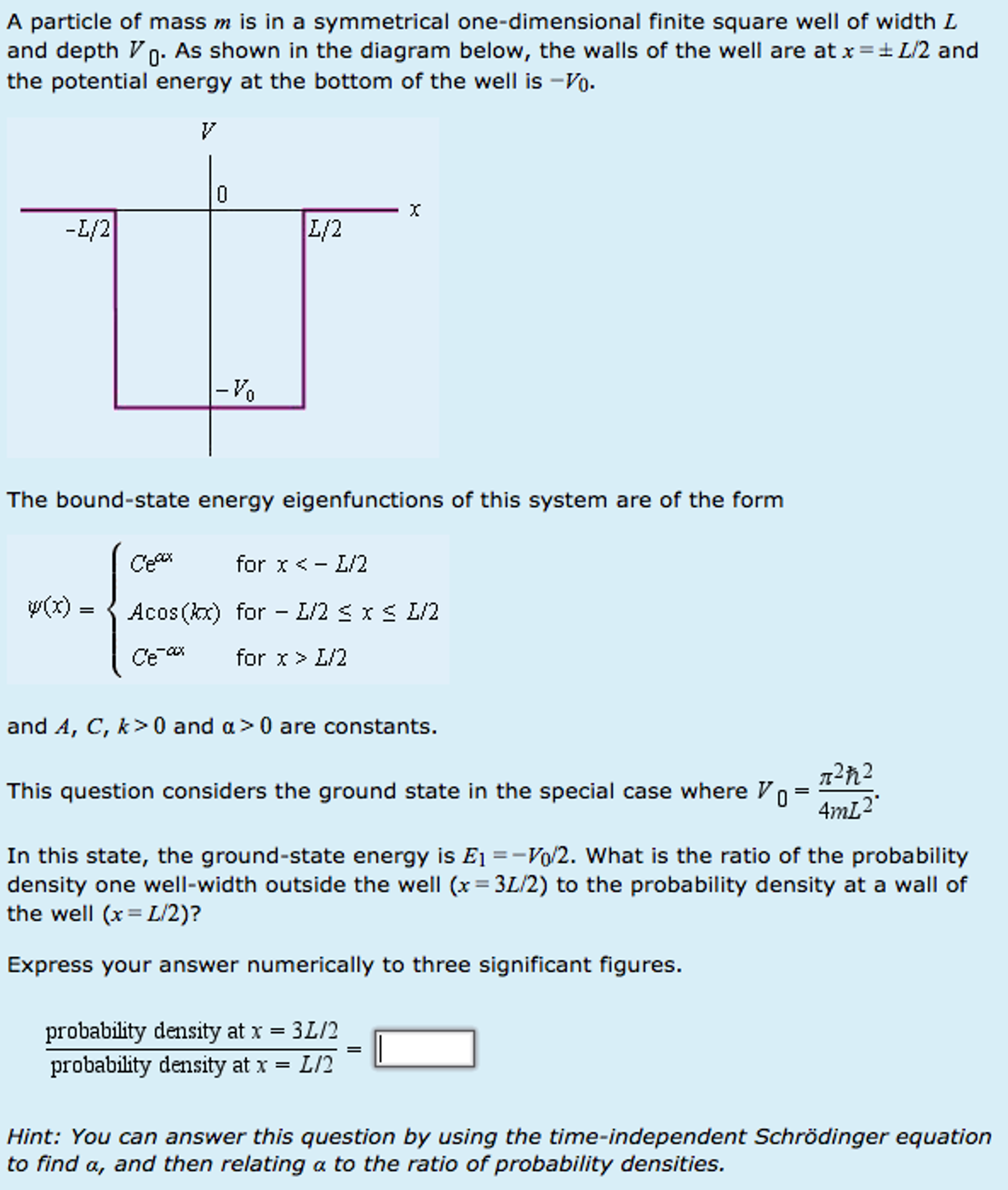 Solved A particle of mass m is in a symmetrical | Chegg.com
