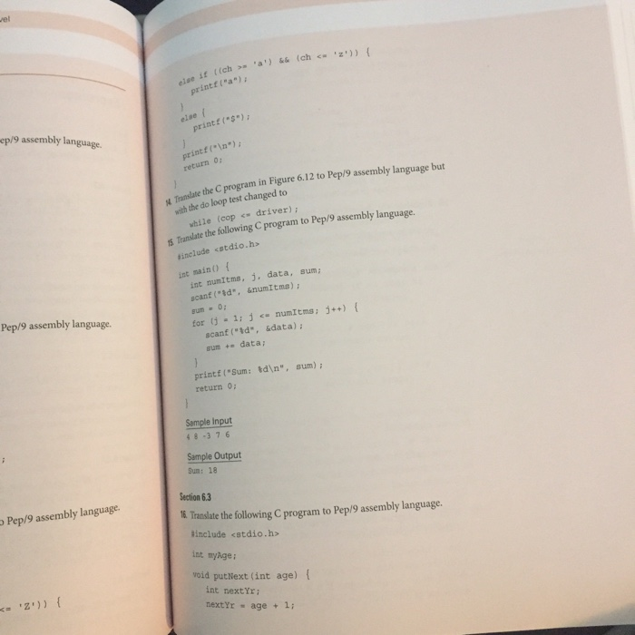 Solved Please do 11-15 Pep/9 Assembly Language only. | Chegg.com