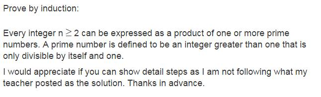 Solved Prove by induction: Every integer n greater than | Chegg.com