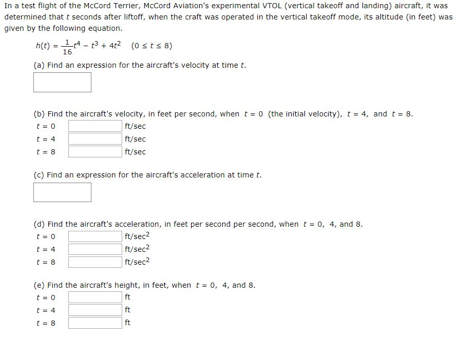 Solved In a test flight of the McCord Terrier, McCord | Chegg.com