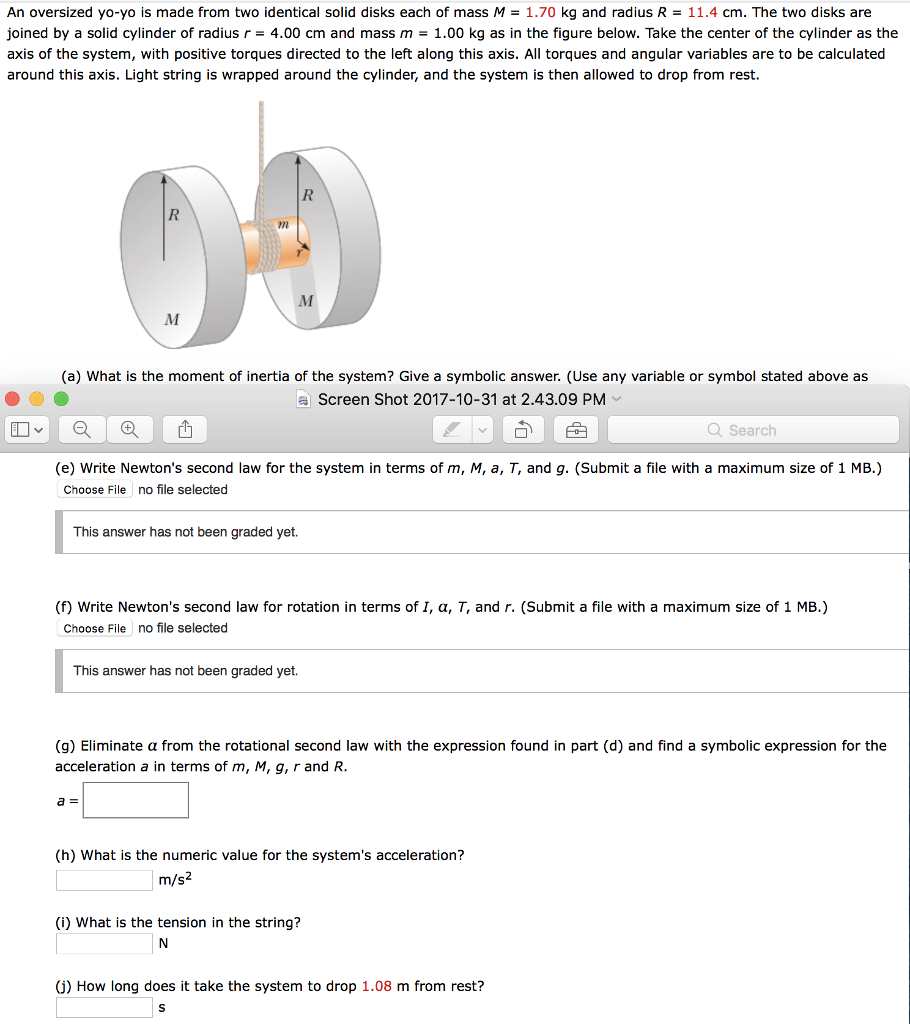 Solved An oversized yo-yo is made from two identical solid | Chegg.com