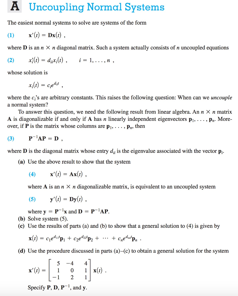 Solved The easiest normal systems to solve are systems of | Chegg.com
