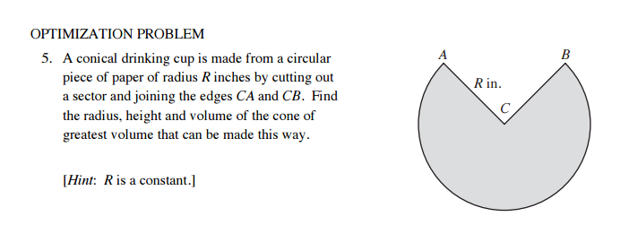 Solved A Conical Drinking Cup Is Made From A Circular Piece
