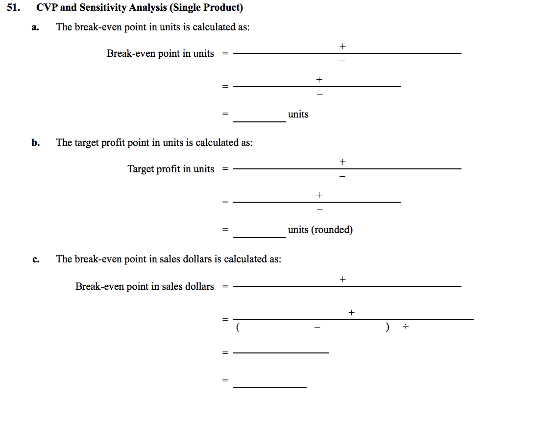 Solved 51. CVP and Sensitivity Analysis (Single Product). | Chegg.com