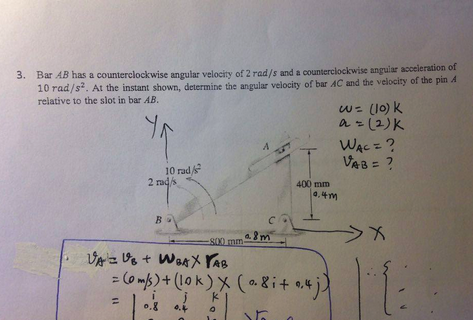 Solved Bar AB has a counterclockwise angular velocity of 2 | Chegg.com