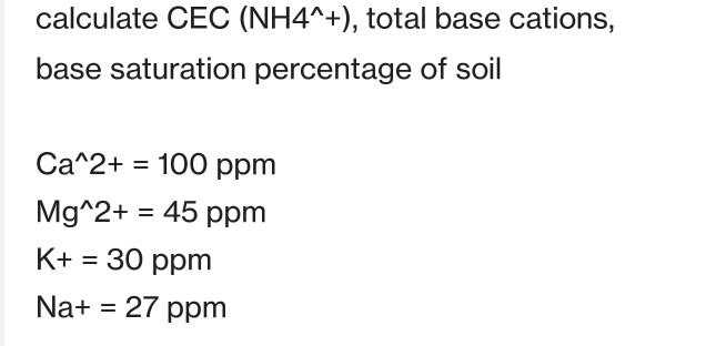 Solved calculate CEC (NH4+), total base cations, base | Chegg.com