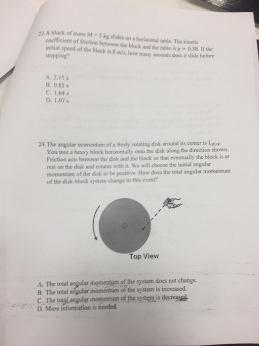 Solved A block of mass M = 5 kg slides on a horizontal | Chegg.com