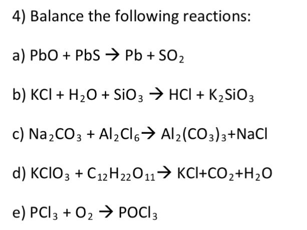 Solved Balance the following reactions: PbO + PbS | Chegg.com
