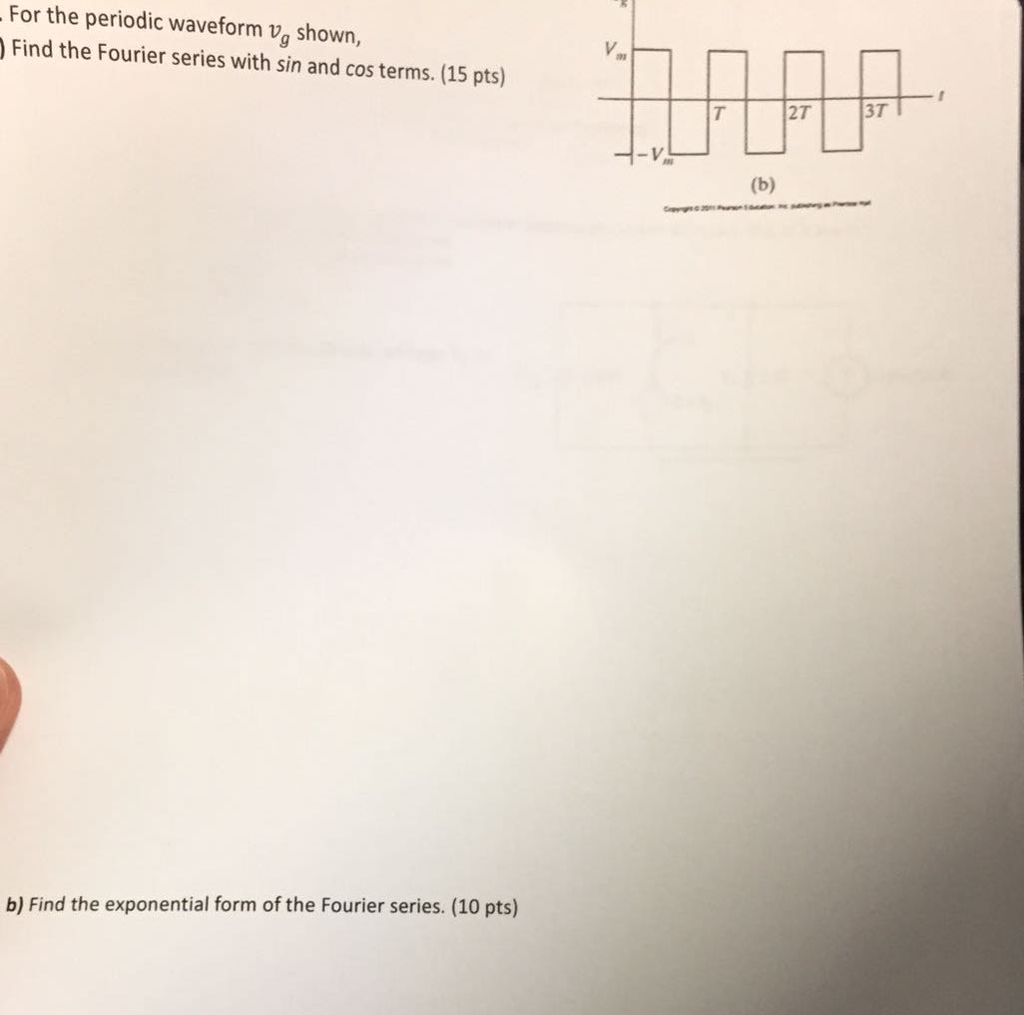 Solved For The Periodic Waveform V G Shown Find The Fourier