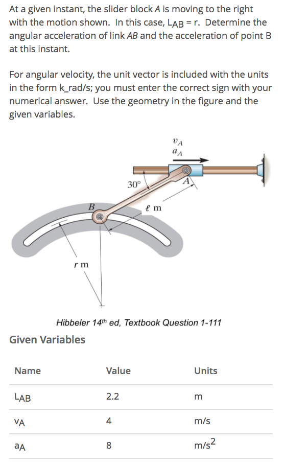 Solved At a given instant, the slider block A is moving to | Chegg.com
