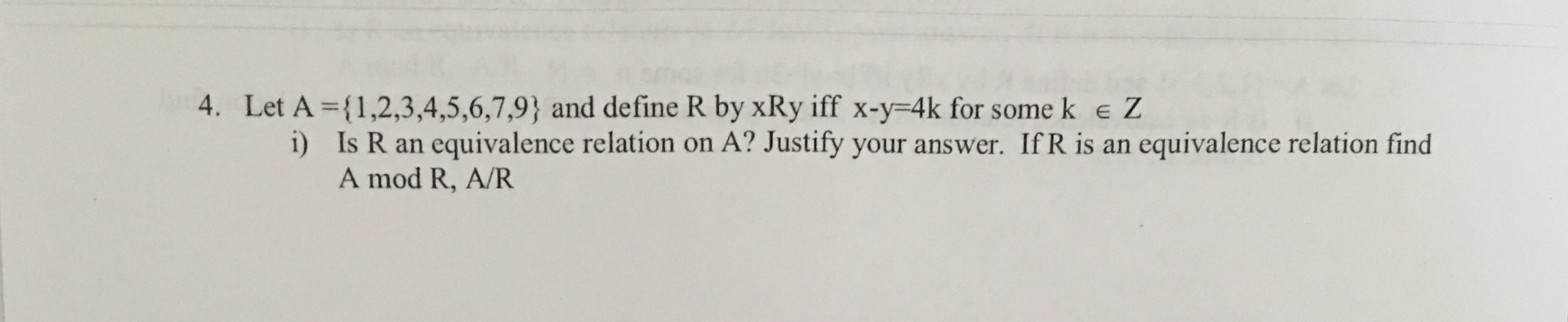 Solved Let A ={1, 2, 3, 4, 5, 6, 7, 9} and define R by xRy | Chegg.com