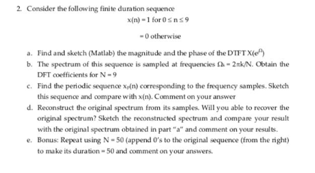 2. Consider the following finite duration sequence | Chegg.com