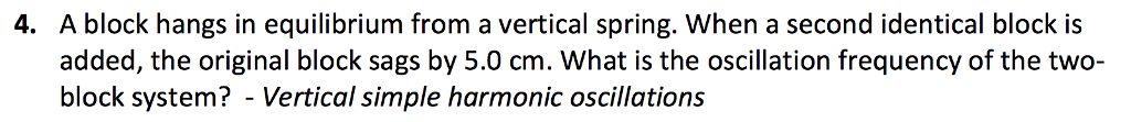 Solved A block hangs in equilibrium from a vertical spring. | Chegg.com