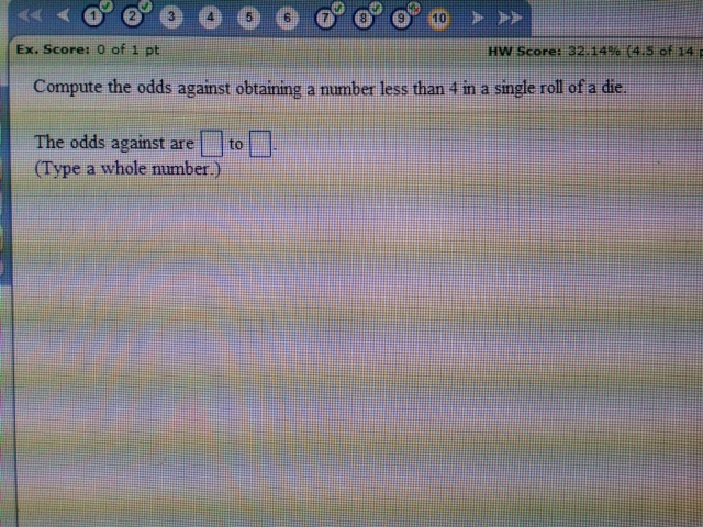 Solved Compute the odds against obtaining a number less than | Chegg.com