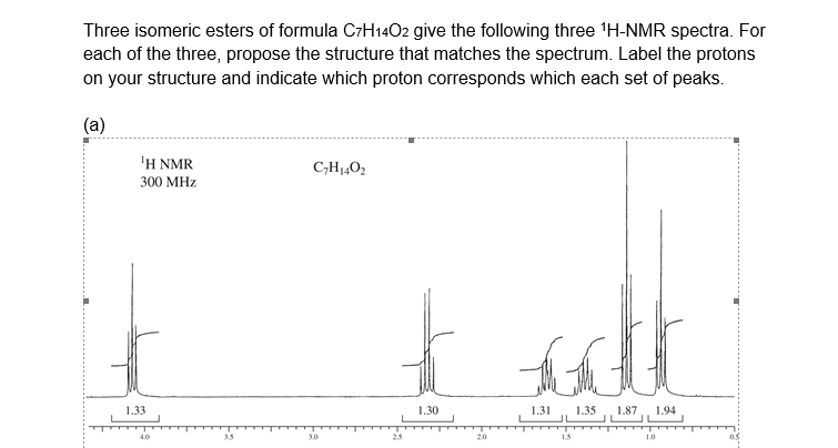Solved Three isomeric esters of formula C7H1402 give the | Chegg.com