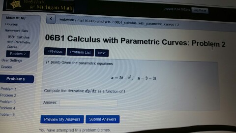 Solved Given the parametric equations x = 5t - t^3, y = 3 - | Chegg.com
