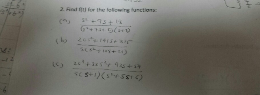 Solved Find f(t) for the following functions: s^2 + 9s + | Chegg.com