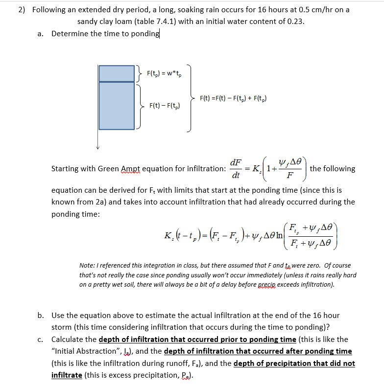 Solved 2) Following an extended dry period, a long, soaking | Chegg.com