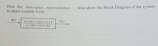Solved Find the state-space representation in phase-variable | Chegg.com