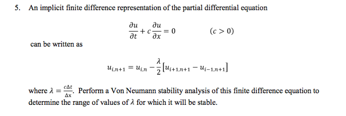 Solved An implicit finite difference representation of the | Chegg.com