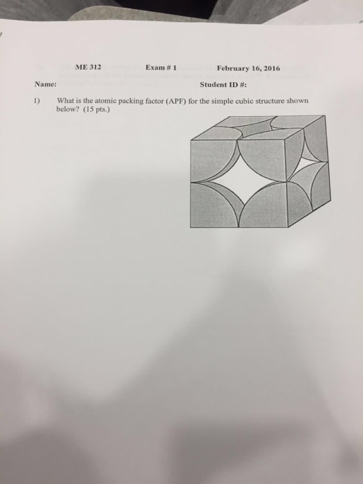 Solved What is the atomic packing factor (APF) for the | Chegg.com