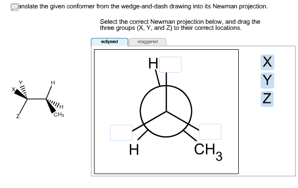 Solved anslate the given conformer from the wedge-and-dash | Chegg.com
