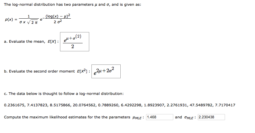 Solved The log-normal distribution has two parameters u and | Chegg.com
