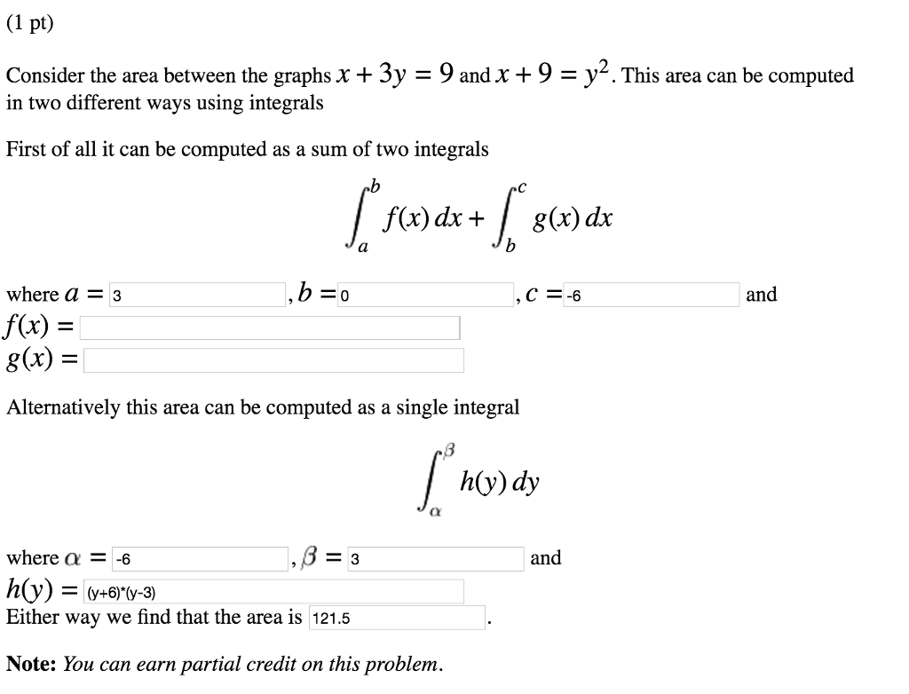 Solved Consider the area between the graphs x + 3y = 9 and x | Chegg.com