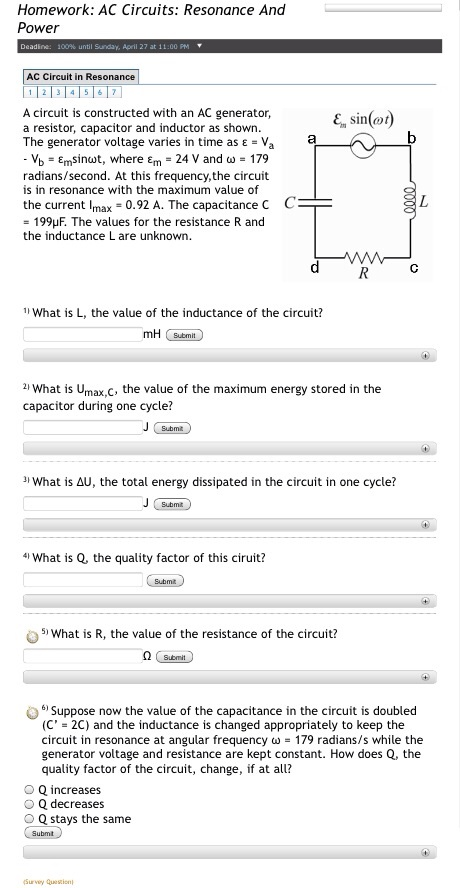 Solved A circuit is constructed with an AC generator, a | Chegg.com