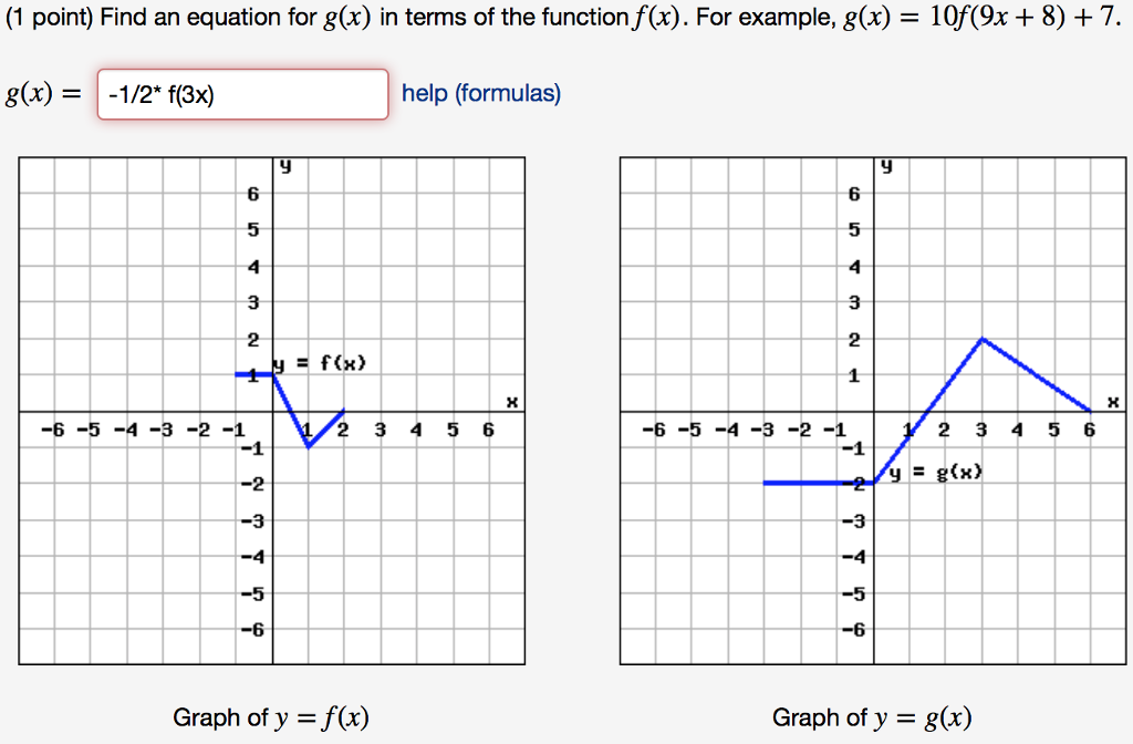 Solved (1 point) Find an equation for g(x) in terms of the | Chegg.com