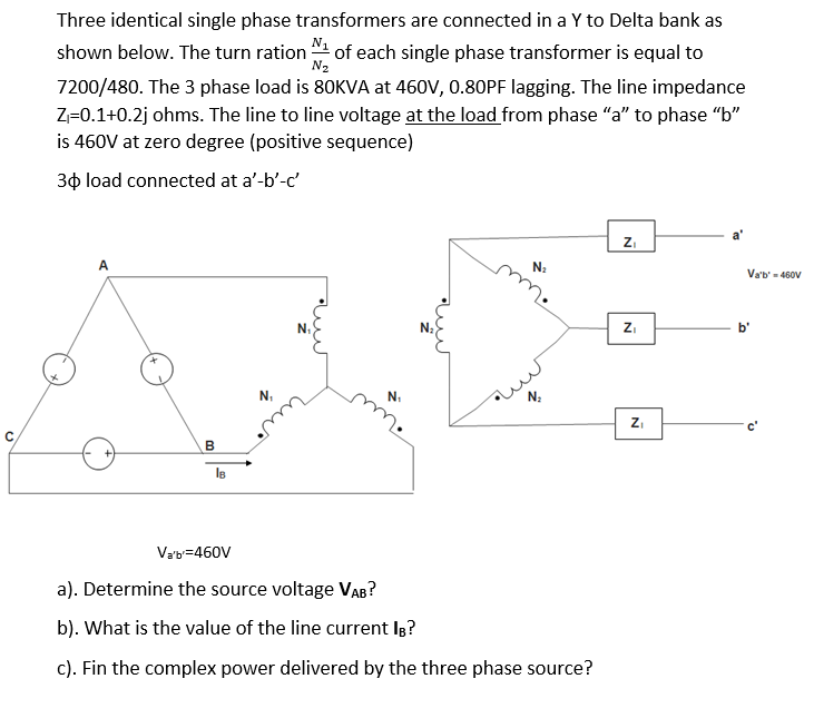 Solved Three identical single phase transformers are | Chegg.com