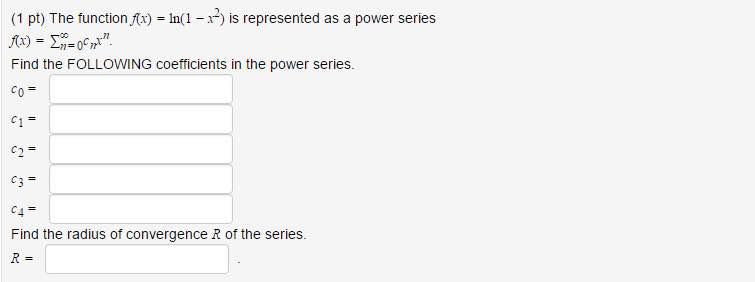 Solved The function f(X) = ln(1 -x^2) is represented as a | Chegg.com