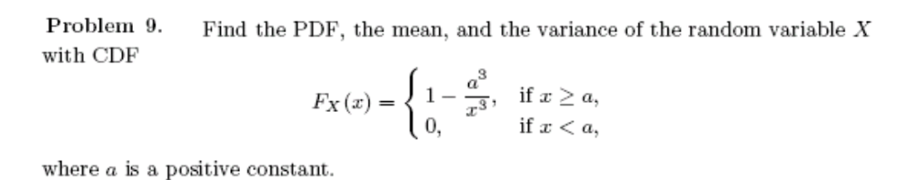 Solved Find the PDF, the mean, and the variance of the | Chegg.com
