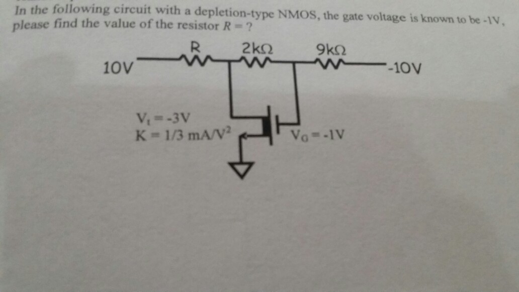 Solved In the following circuit with a depletion-type NMOS, | Chegg.com