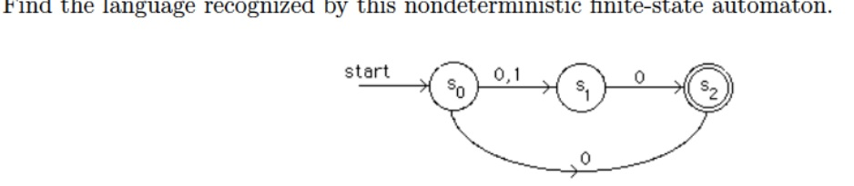 Solved find the language recognized by the following non | Chegg.com