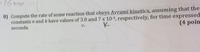 Solved Compute the rate of some reaction that obeys Avrami | Chegg.com