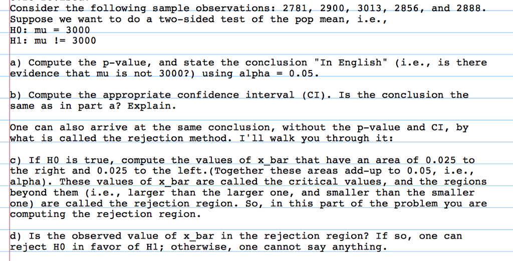Solved Consider the following sample observations: 2781, | Chegg.com