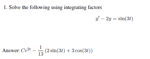 Solved l. Solve the following using integrating factors y' | Chegg.com