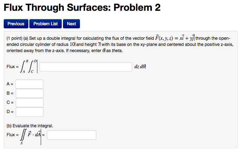 Solved (a) Set up a double integral for calculating the flux | Chegg.com