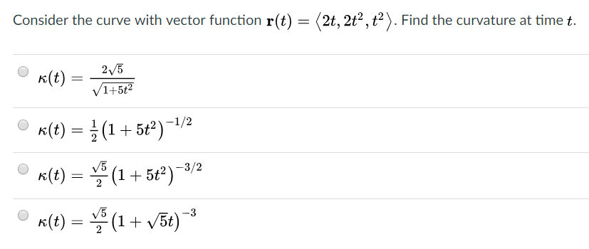 Solved Consider the curve with vector function r(t) (2t, | Chegg.com