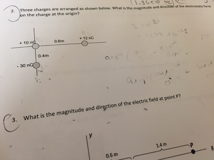Solved Three charges are arranged as shown below. What is | Chegg.com