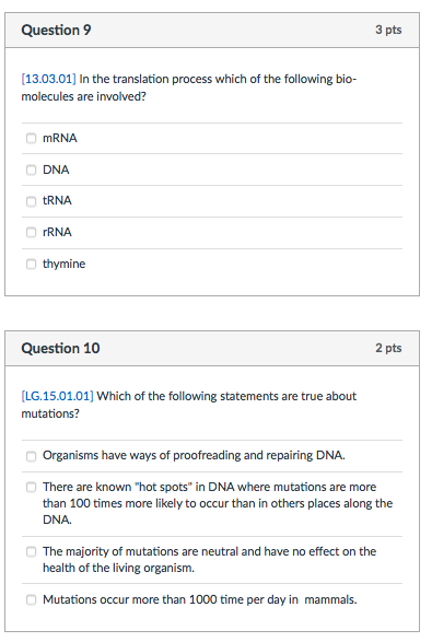 Solved In the translation process, which of the following | Chegg.com