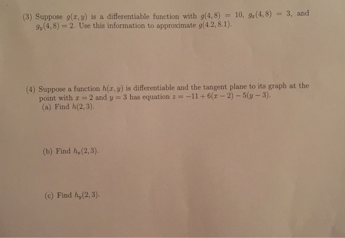 Solved Suppose g(x, y) is a differentiable function with | Chegg.com